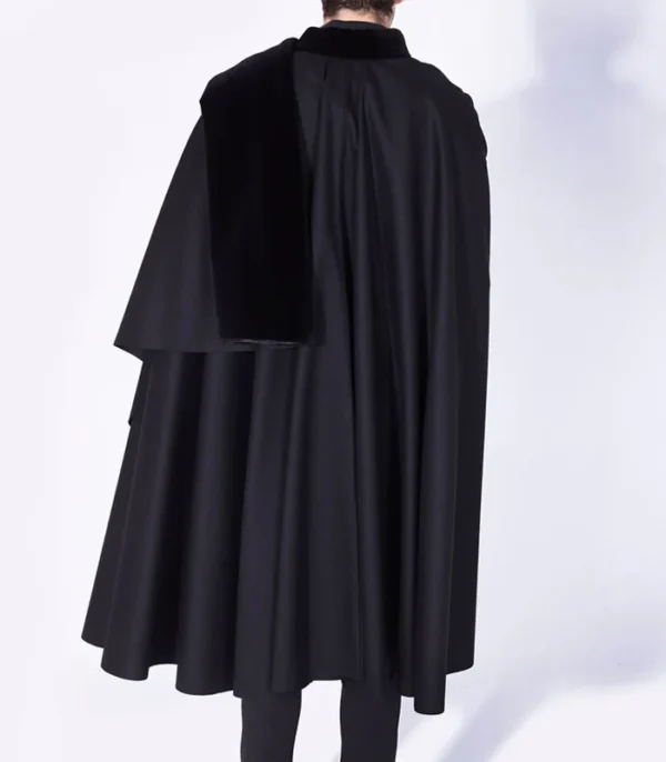 Mens Black Alfonso Wool Cape