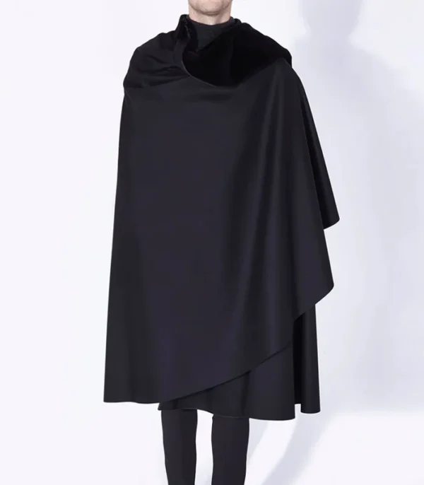 Mens Black Alfonso Wool Cape